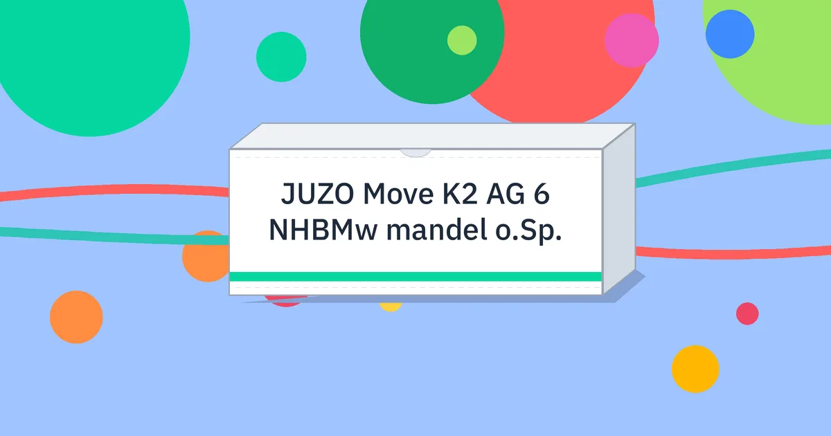 Symbolbild: Packung mit der Aufschrift JUZO Move K2 AG 6 NHBMw mandel o.Sp. (PZN 16644596) – Verfügbarkeit und Bezug in Apotheken in Frankfurt am Main