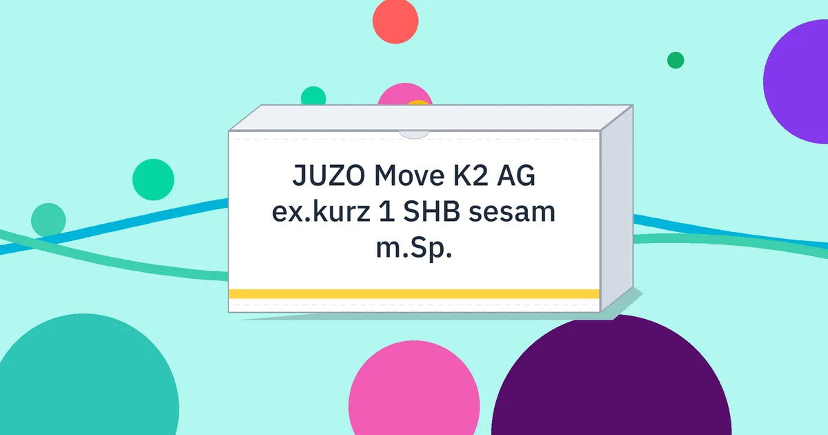 Symbolbild: Packung mit der Aufschrift JUZO Move K2 AG ex.kurz 1 SHB sesam m.Sp. (PZN 18531910) – Verfügbarkeit und Bezug in Apotheken in Frankfurt am Main