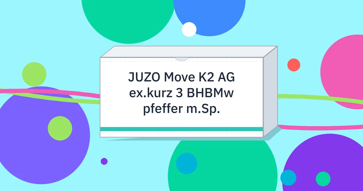 Symbolbild: Packung mit der Aufschrift JUZO Move K2 AG ex.kurz 3 BHBMw pfeffer m.Sp. (PZN 16650042) – Verfügbarkeit und Bezug in Apotheken in Frankfurt am Main