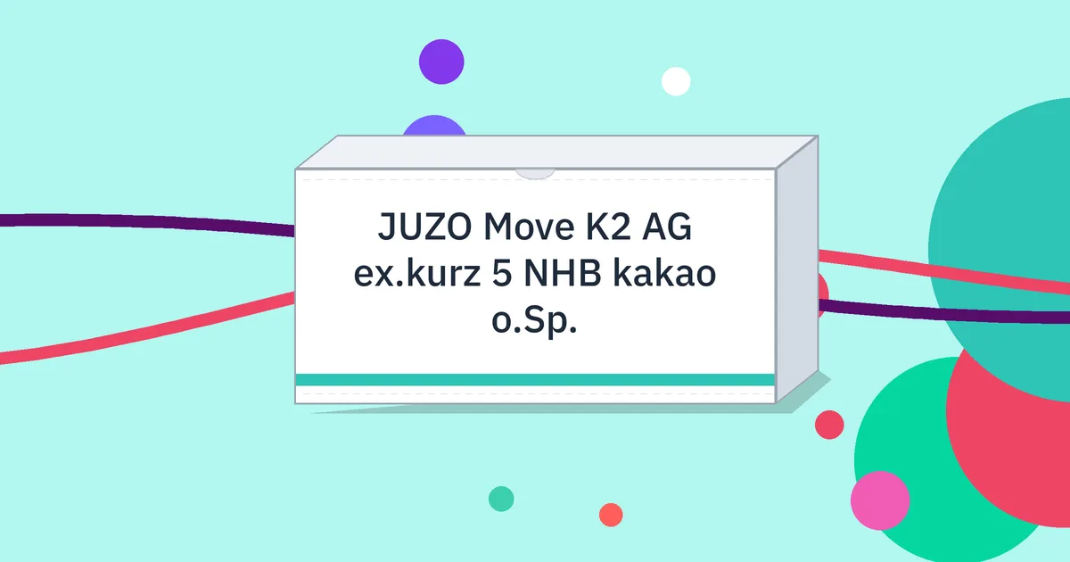 Symbolbild: Packung mit der Aufschrift JUZO Move K2 AG ex.kurz 5 NHB kakao o.Sp. (PZN 18565412) – Verfügbarkeit und Bezug in Apotheken in Frankfurt am Main