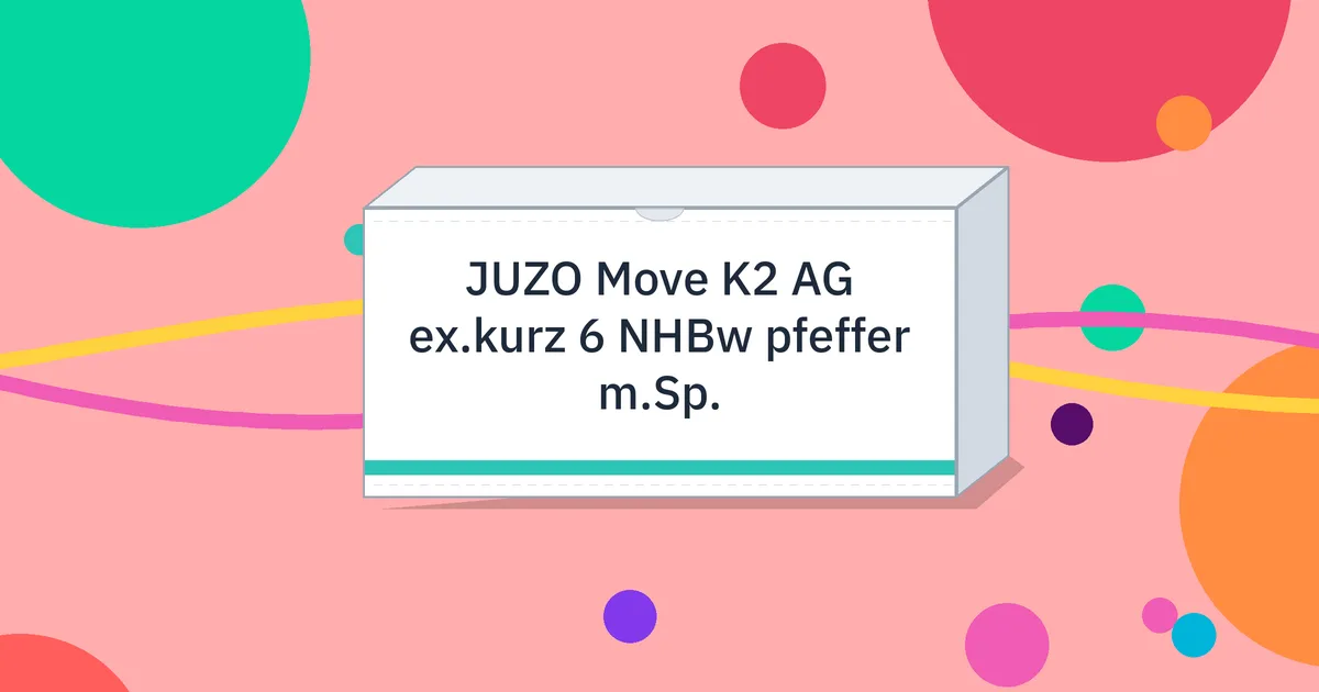 Symbolbild: Packung mit der Aufschrift JUZO Move K2 AG ex.kurz 6 NHBw pfeffer m.Sp. (PZN 16640664) – Verfügbarkeit und Bezug in Apotheken in Frankfurt am Main