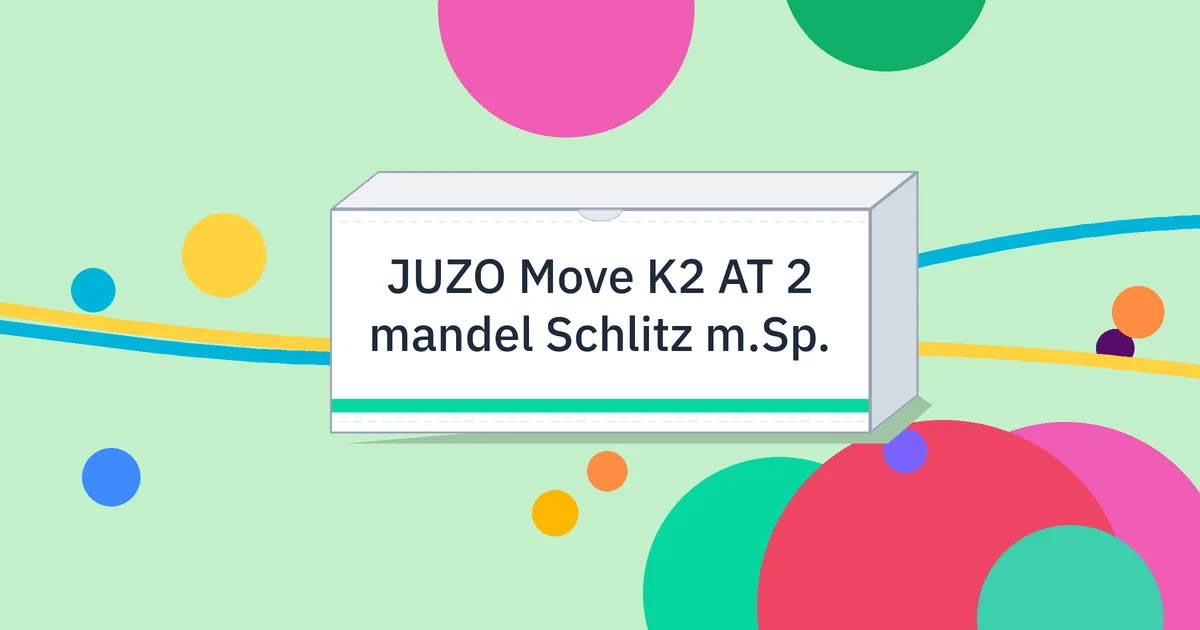 Symbolbild: Packung mit der Aufschrift JUZO Move K2 AT 2 mandel Schlitz m.Sp. (PZN 20668823) – Verfügbarkeit und Bezug in Apotheken in Frankfurt am Main