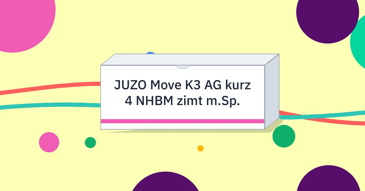Symbolbild: Packung mit der Aufschrift JUZO Move K3 AG kurz 4 NHBM zimt m.Sp. (PZN 18578691) – Verfügbarkeit und Bezug in Apotheken in Frankfurt am Main