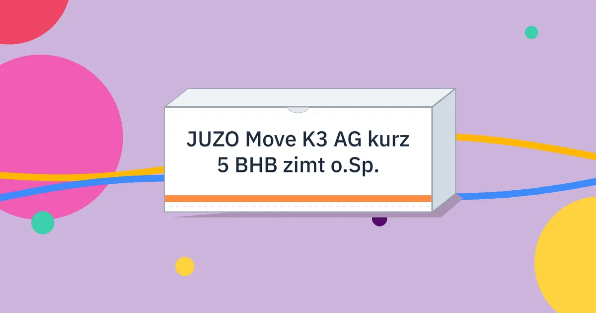 Symbolbild: Packung mit der Aufschrift JUZO Move K3 AG kurz 5 BHB zimt o.Sp. (PZN 18581581) – Verfügbarkeit und Bezug in Apotheken in Frankfurt am Main
