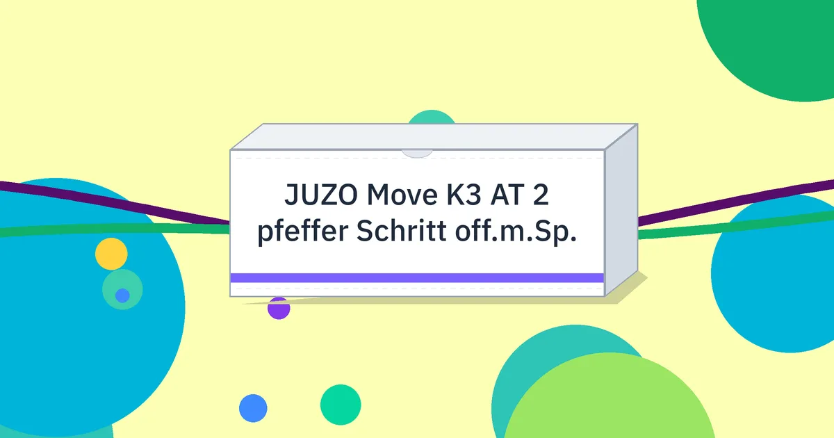 Symbolbild: Packung mit der Aufschrift JUZO Move K3 AT 2 pfeffer Schritt off.m.Sp. (PZN 20677288) – Verfügbarkeit und Bezug in Apotheken in Frankfurt am Main