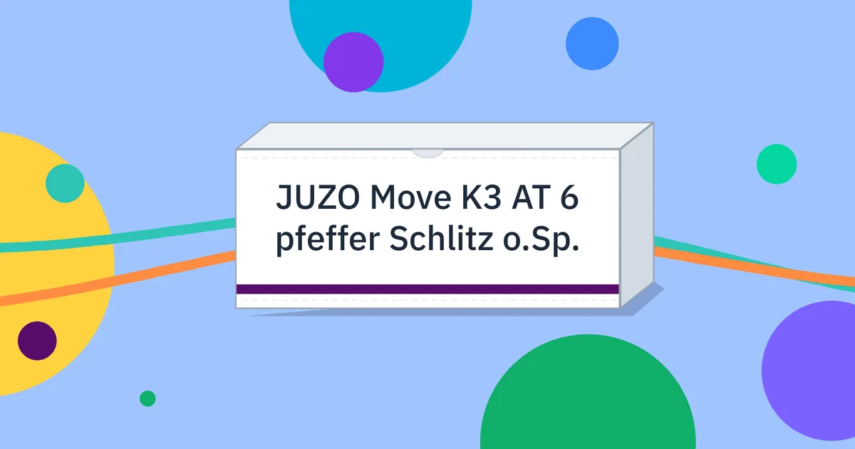 Symbolbild: Packung mit der Aufschrift JUZO Move K3 AT 6 pfeffer Schlitz o.Sp. (PZN 20679399) – Verfügbarkeit und Bezug in Apotheken in Frankfurt am Main