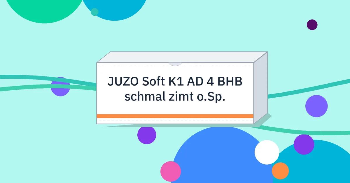 Symbolbild: Packung mit der Aufschrift JUZO Soft K1 AD 4 BHB schmal zimt o.Sp. (PZN 15462918) – Verfügbarkeit und Bezug in Apotheken in Frankfurt am Main
