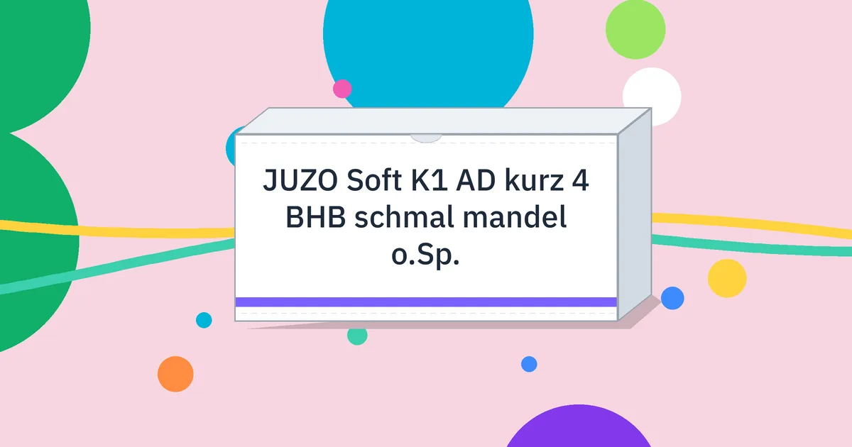 Symbolbild: Packung mit der Aufschrift JUZO Soft K1 AD kurz 4 BHB schmal mandel o.Sp. (PZN 15463912) – Verfügbarkeit und Bezug in Apotheken in Frankfurt am Main