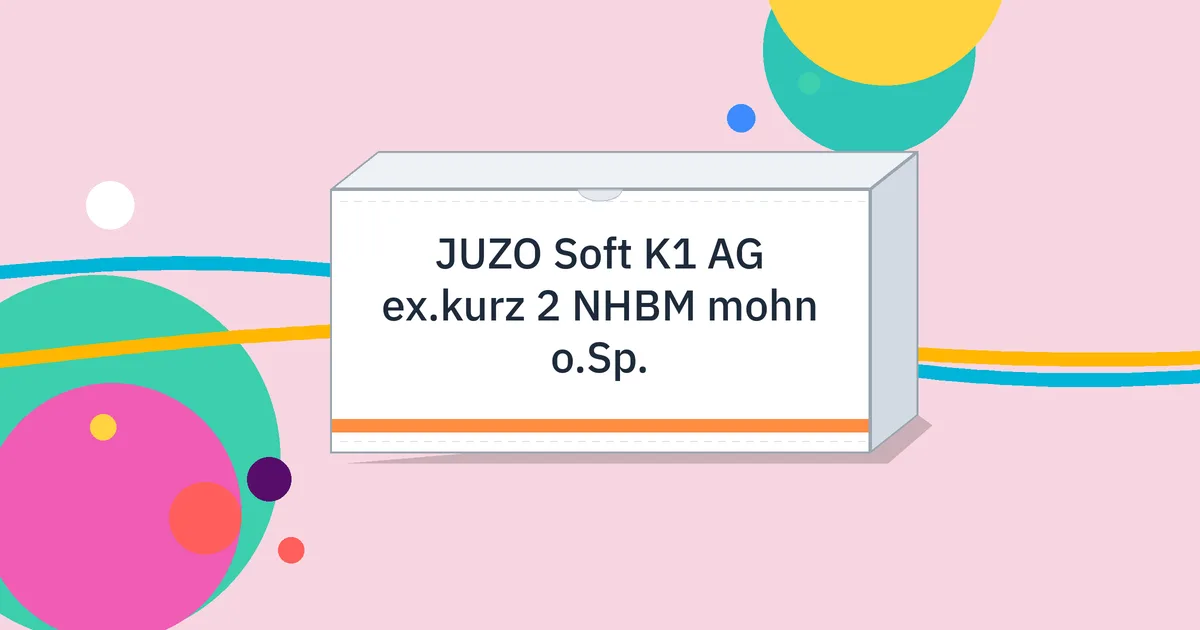 Symbolbild: Packung mit der Aufschrift JUZO Soft K1 AG ex.kurz 2 NHBM mohn o.Sp. (PZN 14996807) – Verfügbarkeit und Bezug in Apotheken in Frankfurt am Main