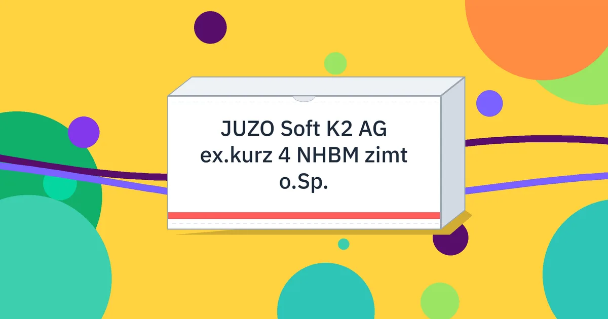 Symbolbild: Packung mit der Aufschrift JUZO Soft K2 AG ex.kurz 4 NHBM zimt o.Sp. (PZN 14998746) – Verfügbarkeit und Bezug in Apotheken in Frankfurt am Main