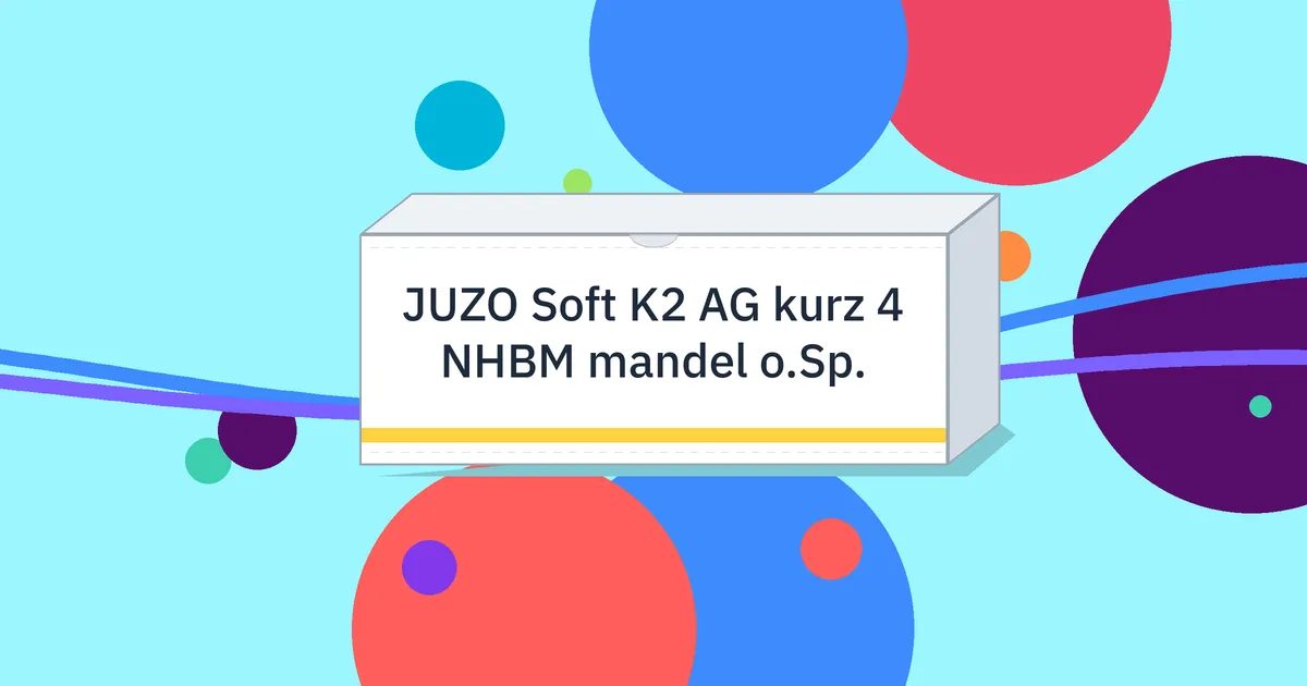 Symbolbild: Packung mit der Aufschrift JUZO Soft K2 AG kurz 4 NHBM mandel o.Sp. (PZN 14998373) – Verfügbarkeit und Bezug in Apotheken in Frankfurt am Main