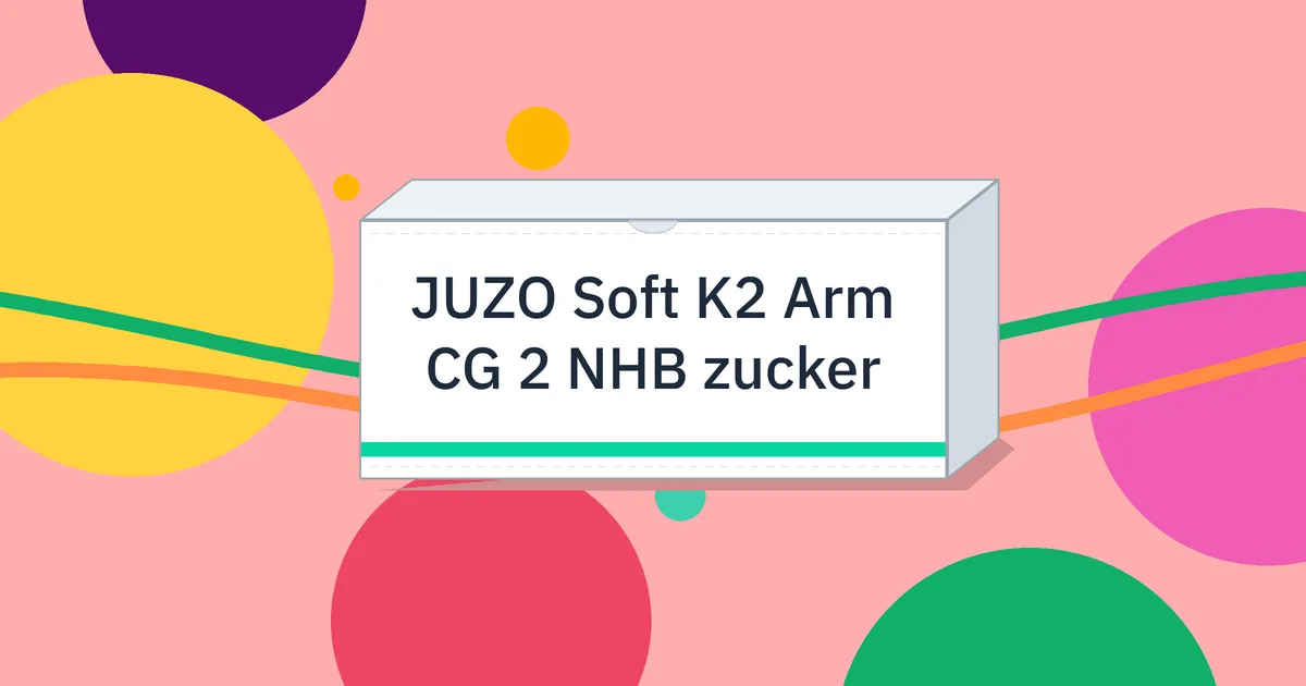Symbolbild: Packung mit der Aufschrift JUZO Soft K2 Arm CG 2 NHB zucker (PZN 15510592) – Verfügbarkeit und Bezug in Apotheken in Frankfurt am Main