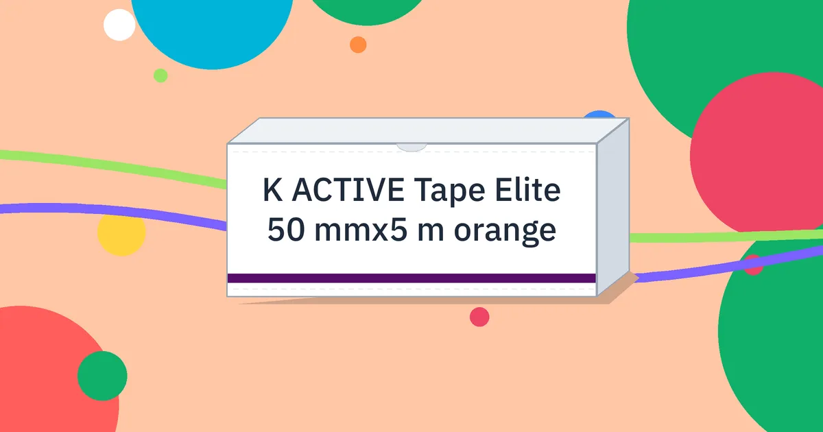 Symbolbild: Packung mit der Aufschrift K ACTIVE Tape Elite 50 mmx5 m orange (PZN 11217458) – Verfügbarkeit und Bezug in Apotheken in Frankfurt am Main