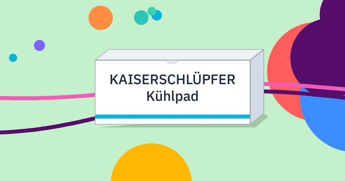 Symbolbild: Packung mit der Aufschrift KAISERSCHLÜPFER Kühlpad (PZN 16129055) – Verfügbarkeit und Bezug in Apotheken in Frankfurt am Main