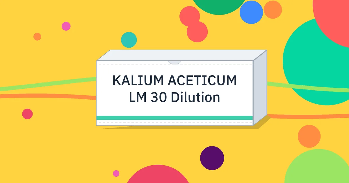 Symbolbild: Packung mit der Aufschrift KALIUM ACETICUM LM 30 Dilution (PZN 12916796) – Verfügbarkeit und Bezug in Apotheken in Frankfurt am Main