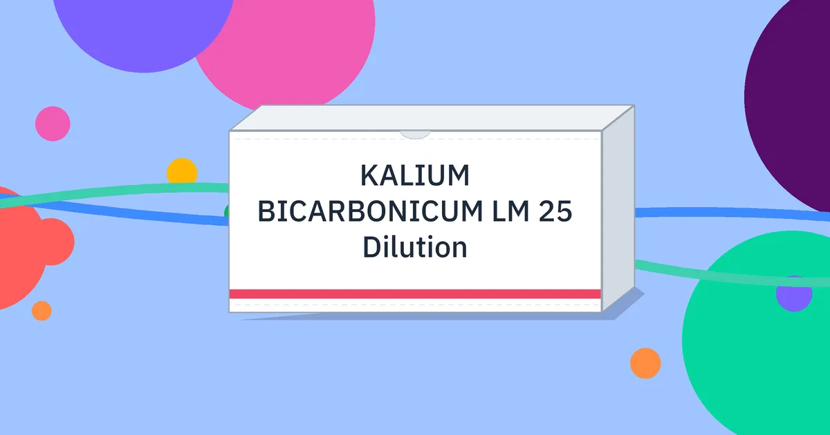 Symbolbild: Packung mit der Aufschrift KALIUM BICARBONICUM LM 25 Dilution (PZN 13783601) – Verfügbarkeit und Bezug in Apotheken in Frankfurt am Main