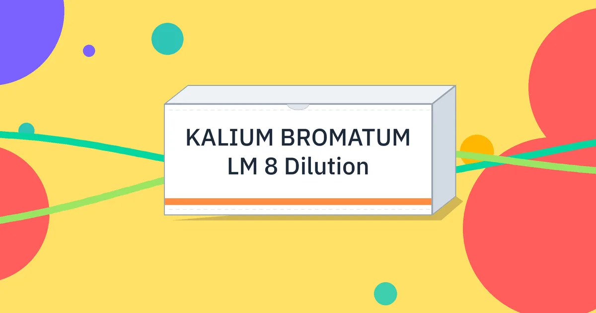 Symbolbild: Packung mit der Aufschrift KALIUM BROMATUM LM 8 Dilution (PZN 12917844) – Verfügbarkeit und Bezug in Apotheken in Frankfurt am Main