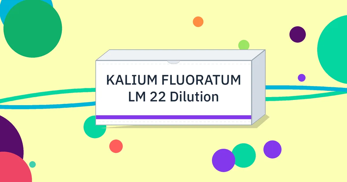 Symbolbild: Packung mit der Aufschrift KALIUM FLUORATUM LM 22 Dilution (PZN 12921627) – Verfügbarkeit und Bezug in Apotheken in Frankfurt am Main