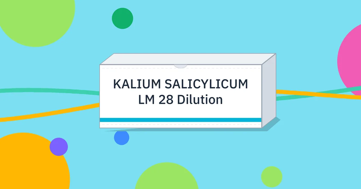 Symbolbild: Packung mit der Aufschrift KALIUM SALICYLICUM LM 28 Dilution (PZN 12925625) – Verfügbarkeit und Bezug in Apotheken in Frankfurt am Main