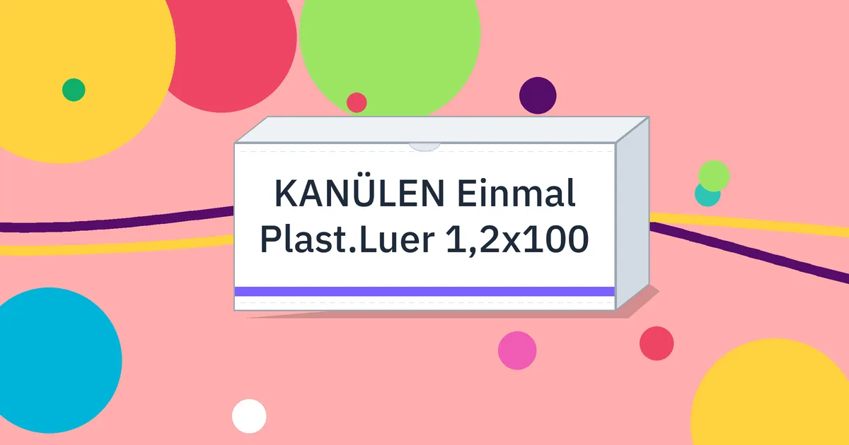 Symbolbild: Packung mit der Aufschrift KANÜLEN Einmal Plast.Luer 1,2x100 (PZN 02440625) – Verfügbarkeit und Bezug in Apotheken in Frankfurt am Main