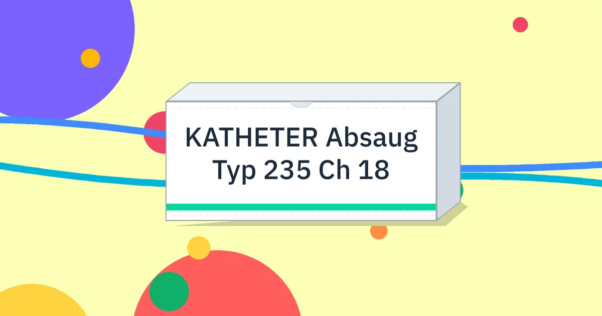 Symbolbild: Packung mit der Aufschrift KATHETER Absaug Typ 235 Ch 18 (PZN 05110532) – Verfügbarkeit und Bezug in Apotheken in Frankfurt am Main