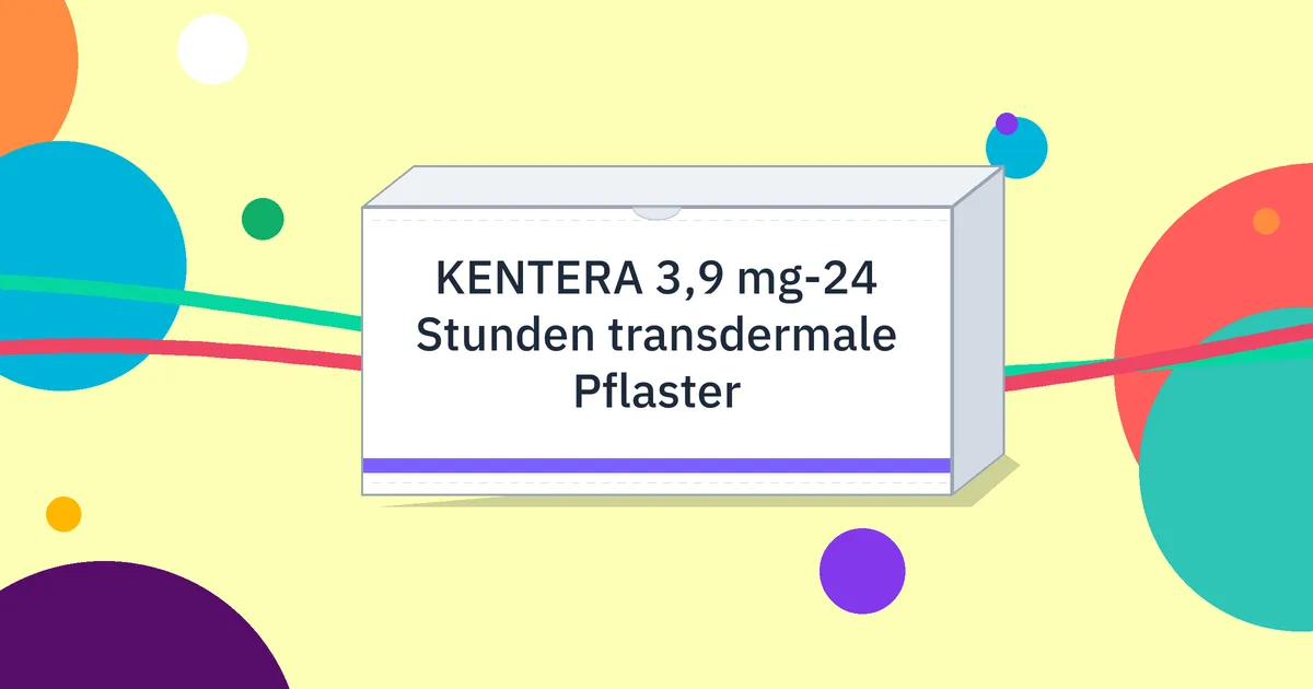 Symbolbild: Packung mit der Aufschrift KENTERA 3,9 mg-24 Stunden transdermale Pflaster (PZN 16942767) – Verfügbarkeit und Bezug in Apotheken in Frankfurt am Main