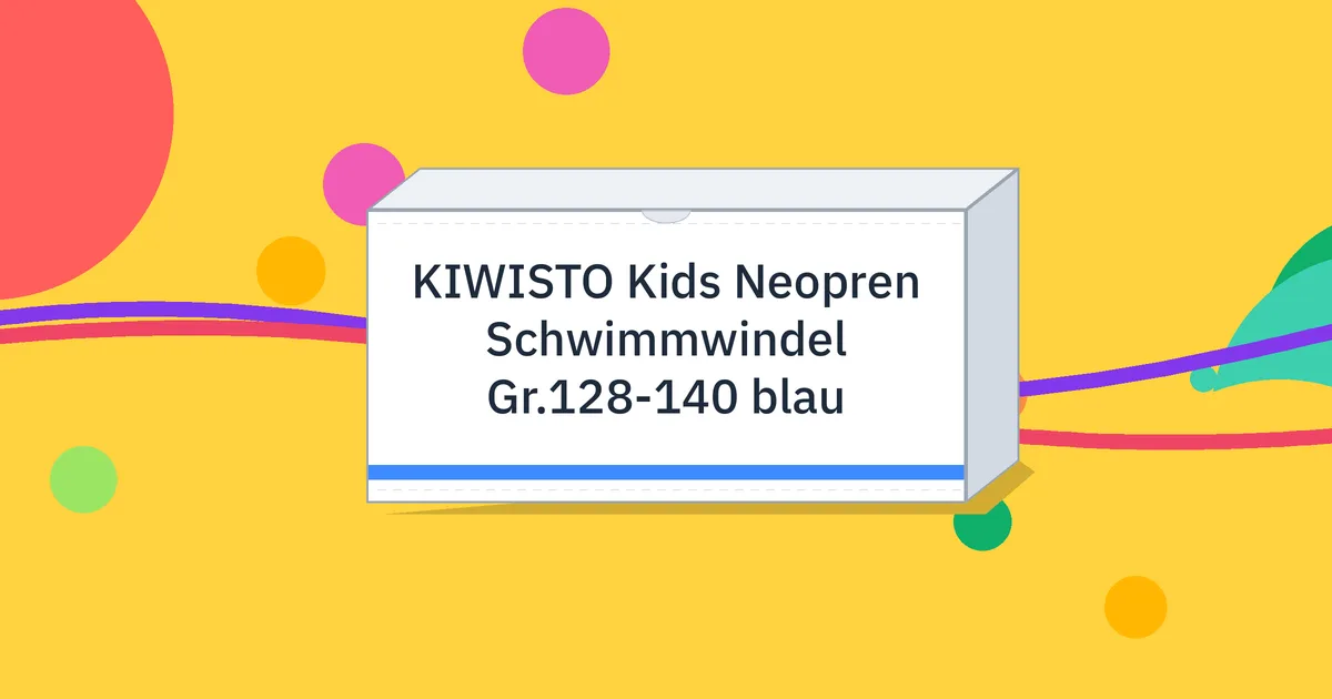 Symbolbild: Packung mit der Aufschrift KIWISTO Kids Neopren Schwimmwindel Gr.128-140 blau (PZN 13986623) – Verfügbarkeit und Bezug in Apotheken in Frankfurt am Main