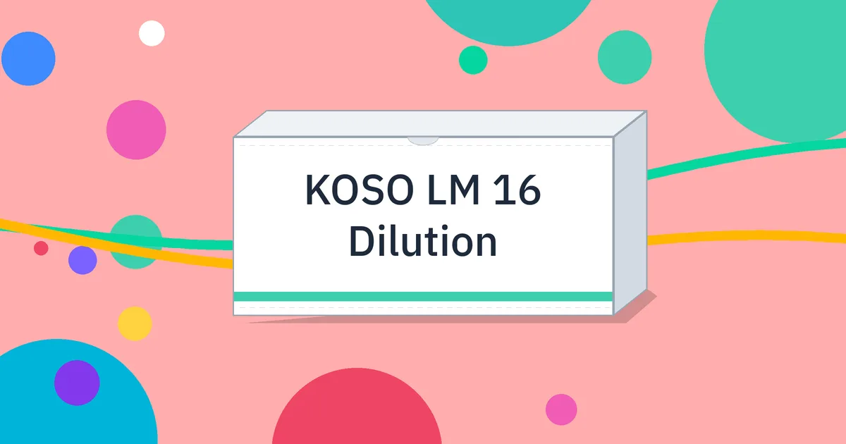 Symbolbild: Packung mit der Aufschrift KOSO LM 16 Dilution (PZN 13519927) – Verfügbarkeit und Bezug in Apotheken in Frankfurt am Main