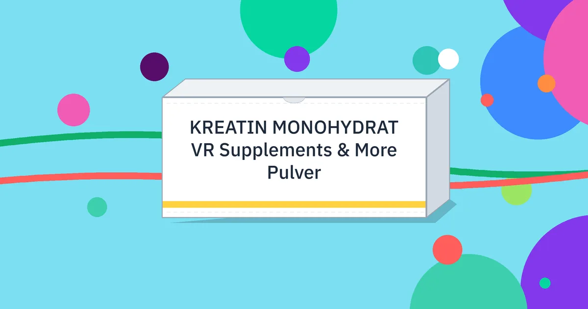 Symbolbild: Packung mit der Aufschrift KREATIN MONOHYDRAT VR Supplements & More Pulver (PZN 20622100) – Verfügbarkeit und Bezug in Apotheken in Frankfurt am Main
