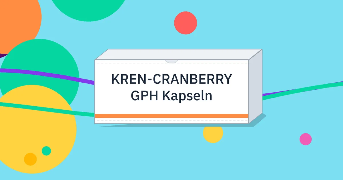 Symbolbild: Packung mit der Aufschrift KREN-CRANBERRY GPH Kapseln (PZN 10264970) – Verfügbarkeit und Bezug in Apotheken in Frankfurt am Main
