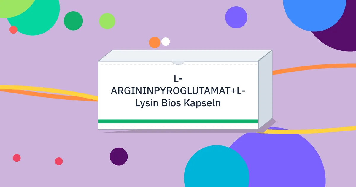 Symbolbild: Packung mit der Aufschrift L-ARGININPYROGLUTAMAT+L-Lysin Bios Kapseln (PZN 05974072) – Verfügbarkeit und Bezug in Apotheken in Frankfurt am Main