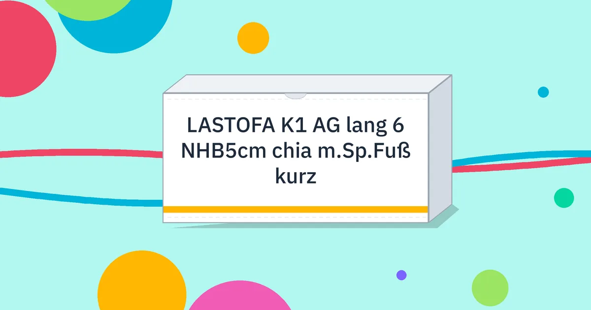 Symbolbild: Packung mit der Aufschrift LASTOFA K1 AG lang 6 NHB5cm chia m.Sp.Fuß kurz (PZN 13793841) – Verfügbarkeit und Bezug in Apotheken in Frankfurt am Main