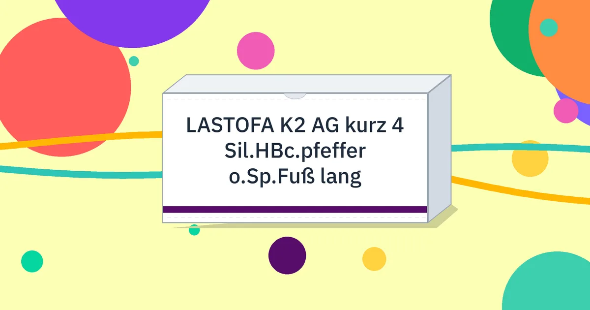 Symbolbild: Packung mit der Aufschrift LASTOFA K2 AG kurz 4 Sil.HBc.pfeffer o.Sp.Fuß lang (PZN 14150097) – Verfügbarkeit und Bezug in Apotheken in Frankfurt am Main