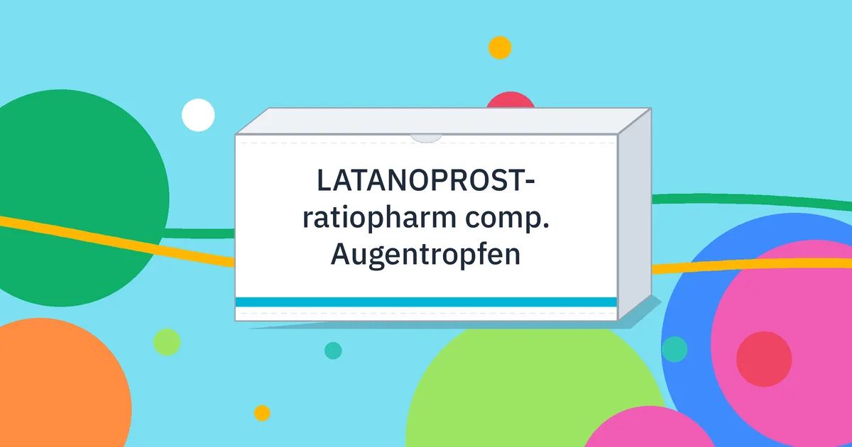 Symbolbild: Packung mit der Aufschrift LATANOPROST-ratiopharm comp. Augentropfen (PZN 08404300) – Verfügbarkeit und Bezug in Apotheken in Frankfurt am Main