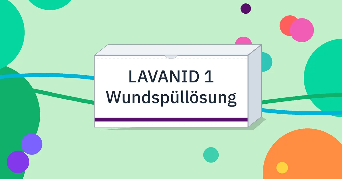 Symbolbild: Packung mit der Aufschrift LAVANID 1 Wundspüllösung (PZN 19491710) – Verfügbarkeit und Bezug in Apotheken in Frankfurt am Main