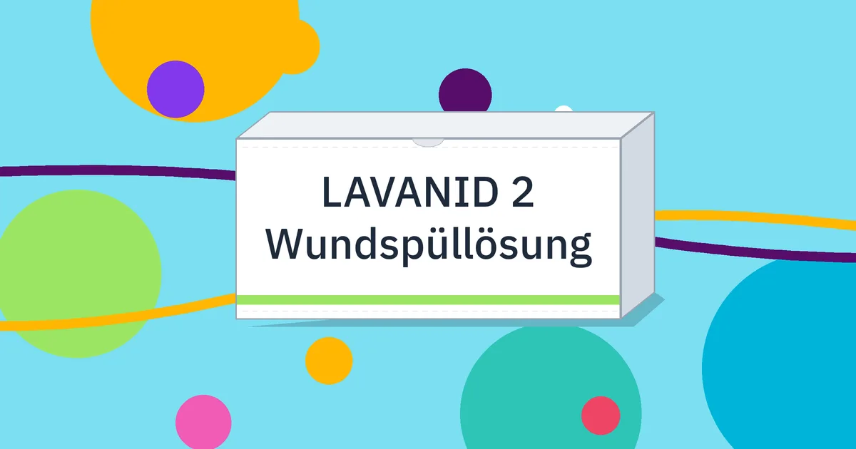 Symbolbild: Packung mit der Aufschrift LAVANID 2 Wundspüllösung (PZN 18669726) – Verfügbarkeit und Bezug in Apotheken in Frankfurt am Main