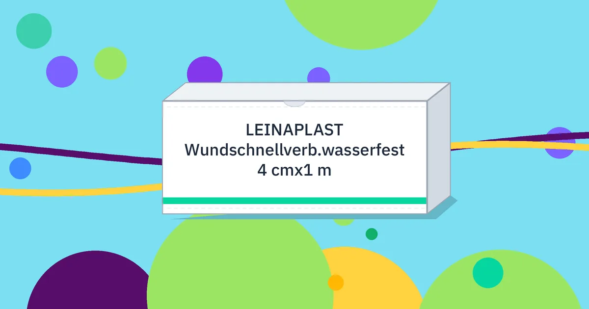 Symbolbild: Packung mit der Aufschrift LEINAPLAST Wundschnellverb.wasserfest 4 cmx1 m (PZN 00971577) – Verfügbarkeit und Bezug in Apotheken in Frankfurt am Main