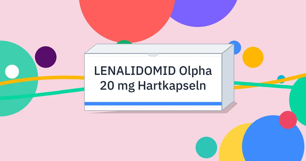 Symbolbild: Packung mit der Aufschrift LENALIDOMID Olpha 20 mg Hartkapseln (PZN 20021748) – Verfügbarkeit und Bezug in Apotheken in Frankfurt am Main