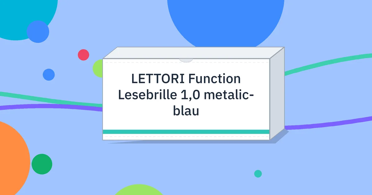 Symbolbild: Packung mit der Aufschrift LETTORI Function Lesebrille 1,0 metalic-blau (PZN 11056587) – Verfügbarkeit und Bezug in Apotheken in Frankfurt am Main