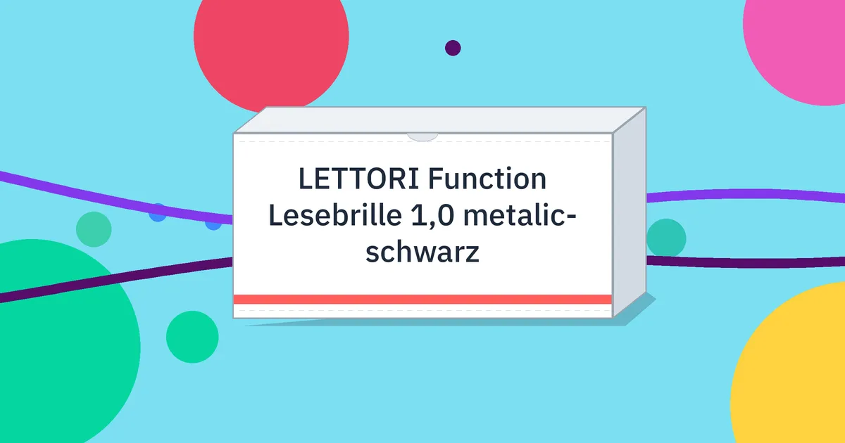 Symbolbild: Packung mit der Aufschrift LETTORI Function Lesebrille 1,0 metalic-schwarz (PZN 11056593) – Verfügbarkeit und Bezug in Apotheken in Frankfurt am Main