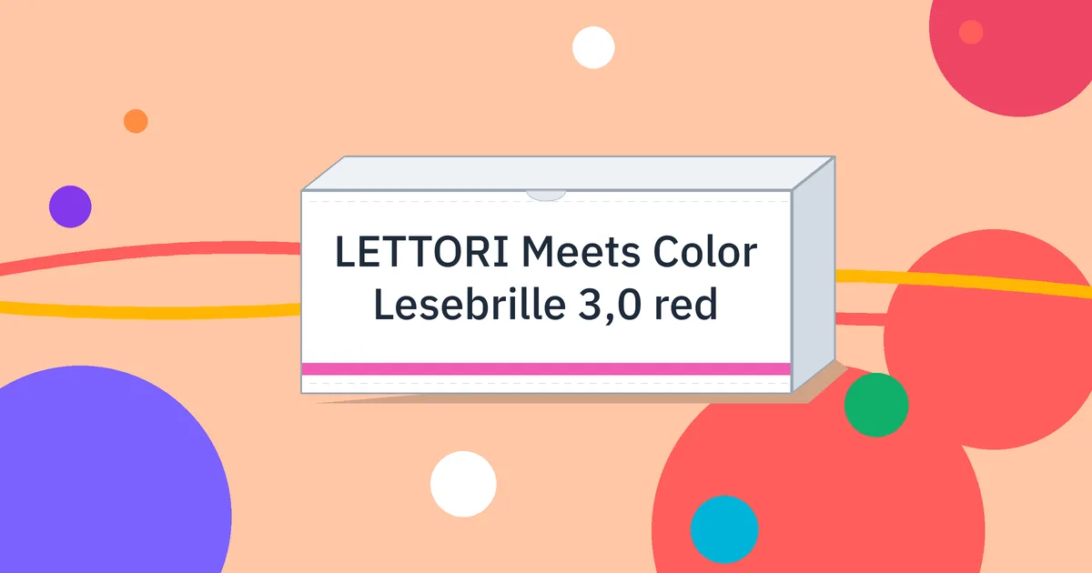 Symbolbild: Packung mit der Aufschrift LETTORI Meets Color Lesebrille 3,0 red (PZN 11142134) – Verfügbarkeit und Bezug in Apotheken in Frankfurt am Main