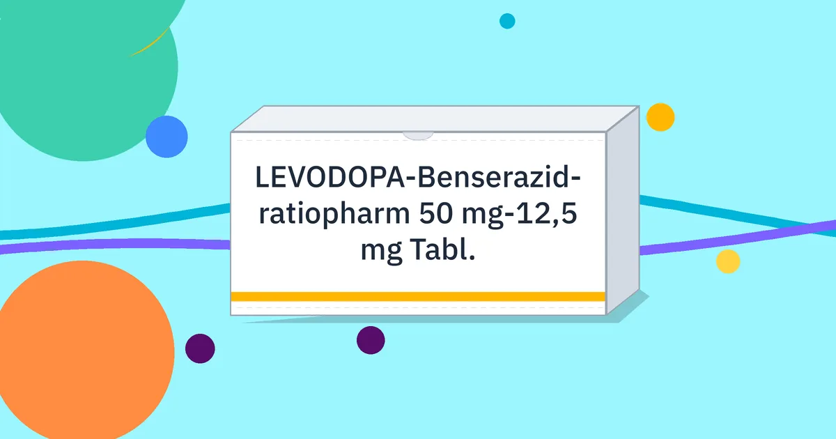 Symbolbild: Packung mit der Aufschrift LEVODOPA-Benserazid-ratiopharm 50 mg-12,5 mg Tabl. (PZN 07001451) – Verfügbarkeit und Bezug in Apotheken in Frankfurt am Main