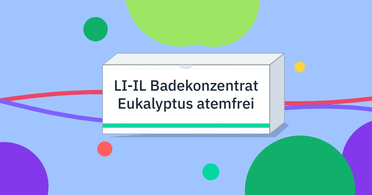 Symbolbild: Packung mit der Aufschrift LI-IL Badekonzentrat Eukalyptus atemfrei (PZN 17885907) – Verfügbarkeit und Bezug in Apotheken in Frankfurt am Main