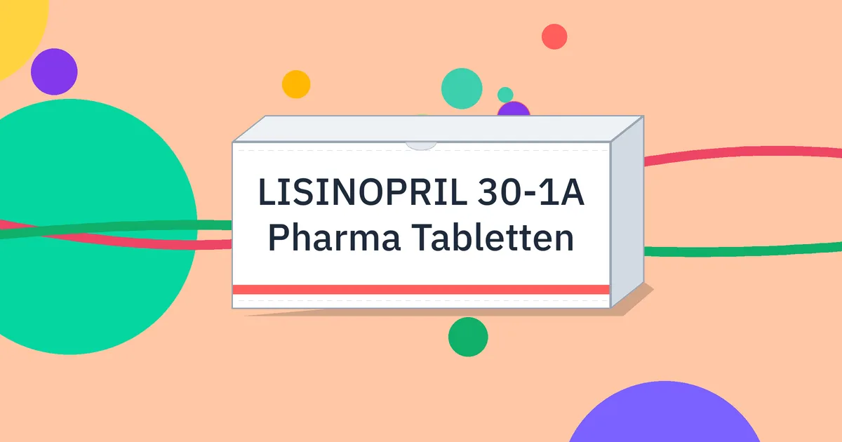Symbolbild: Packung mit der Aufschrift LISINOPRIL 30-1A Pharma Tabletten (PZN 06059678) – Verfügbarkeit und Bezug in Apotheken in Frankfurt am Main