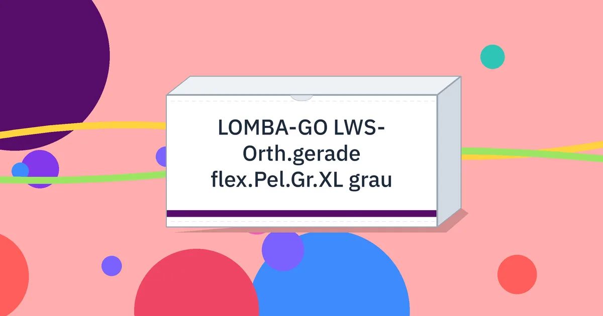 Symbolbild: Packung mit der Aufschrift LOMBA-GO LWS-Orth.gerade flex.Pel.Gr.XL grau (PZN 10064372) – Verfügbarkeit und Bezug in Apotheken in Frankfurt am Main