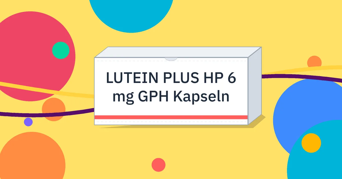 Symbolbild: Packung mit der Aufschrift LUTEIN PLUS HP 6 mg GPH Kapseln (PZN 02454975) – Verfügbarkeit und Bezug in Apotheken in Frankfurt am Main