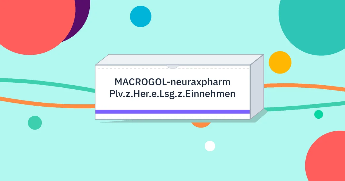 Symbolbild: Packung mit der Aufschrift MACROGOL-neuraxpharm Plv.z.Her.e.Lsg.z.Einnehmen (PZN 13703275) – Verfügbarkeit und Bezug in Apotheken in Frankfurt am Main