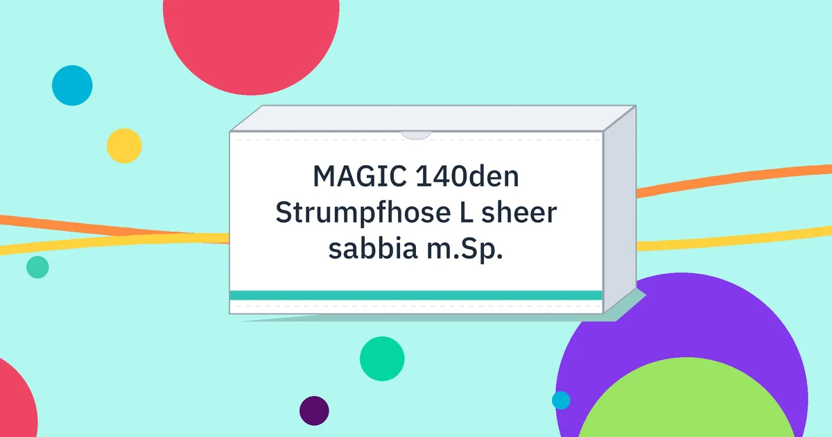 Symbolbild: Packung mit der Aufschrift MAGIC 140den Strumpfhose L sheer sabbia m.Sp. (PZN 16181794) – Verfügbarkeit und Bezug in Apotheken in Frankfurt am Main