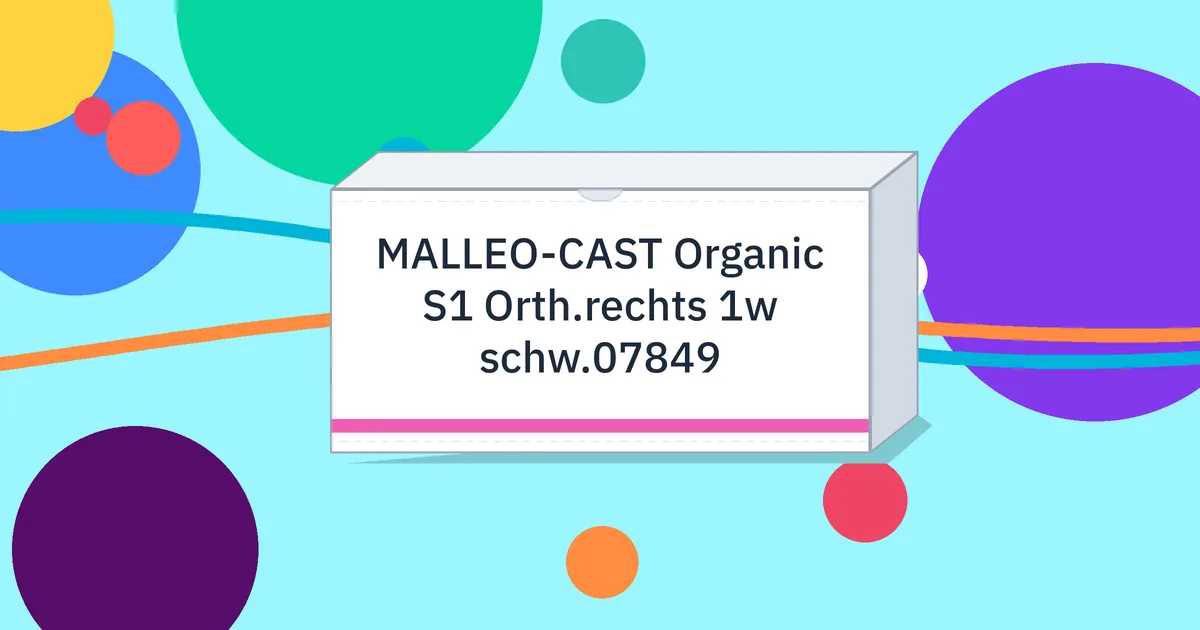 Symbolbild: Packung mit der Aufschrift MALLEO-CAST Organic S1 Orth.rechts 1w schw.07849 (PZN 20583400) – Verfügbarkeit und Bezug in Apotheken in Frankfurt am Main