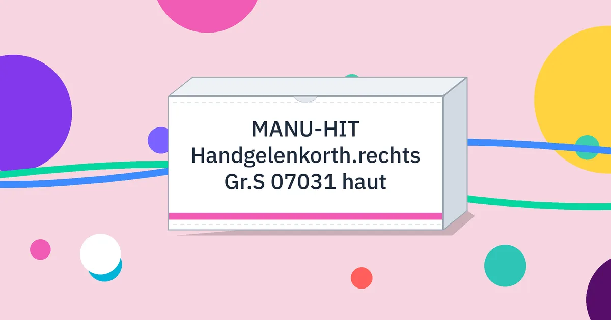 Symbolbild: Packung mit der Aufschrift MANU-HIT Handgelenkorth.rechts Gr.S 07031 haut (PZN 03097129) – Verfügbarkeit und Bezug in Apotheken in Frankfurt am Main
